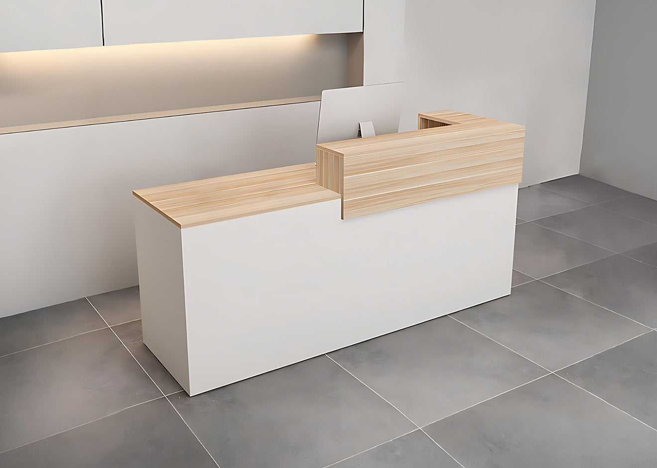 Double-Layer Reception Desk with Drawers & Keyboard Tray – Panfae ...