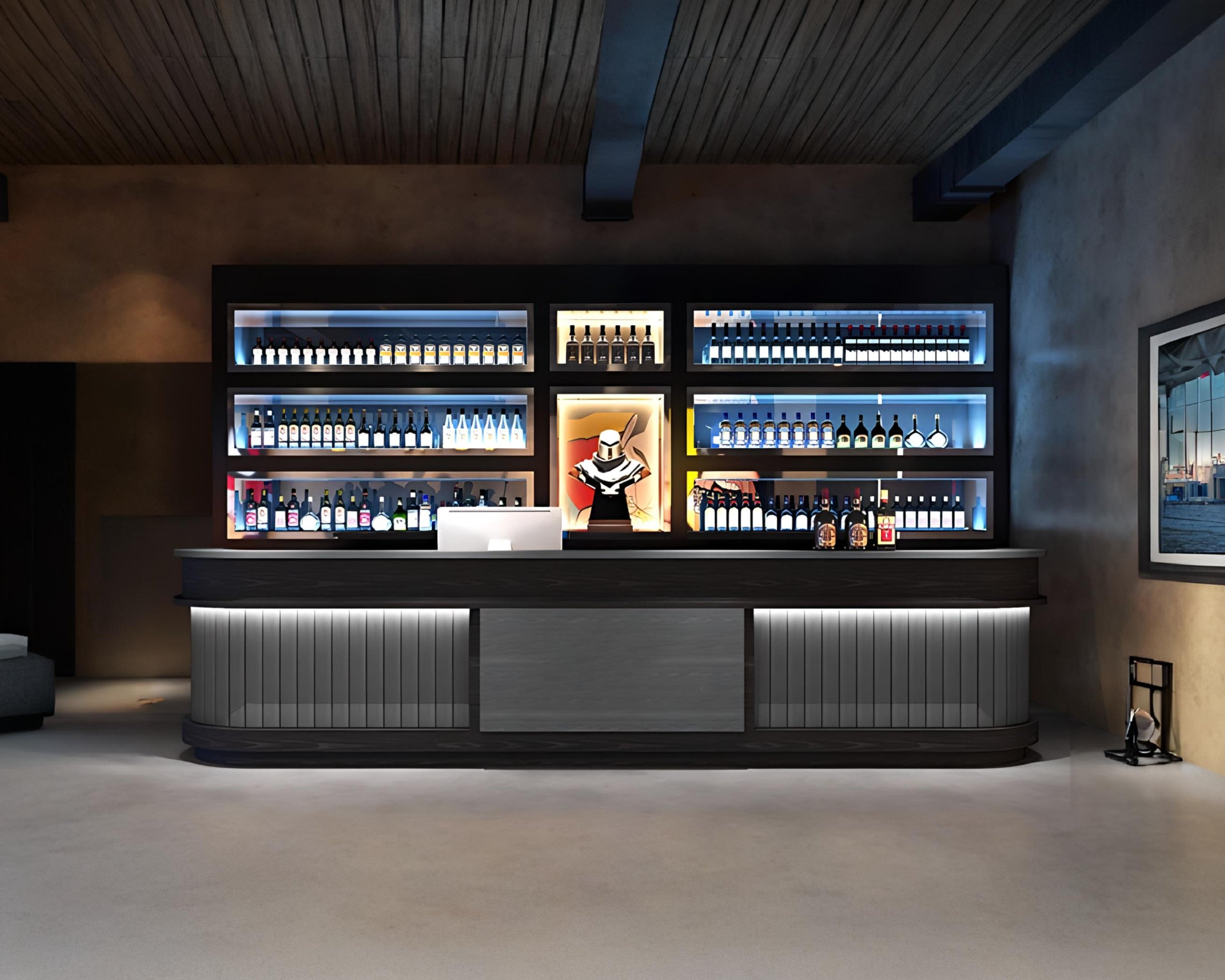 Designer Bar Reception Desk with Ambient LED Lights – Panfae Office ...